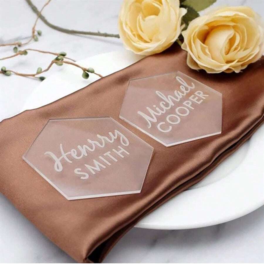 20pcs Semi-Transparent Acrylic Table Placecards, Blank Plastic Name DIY ...