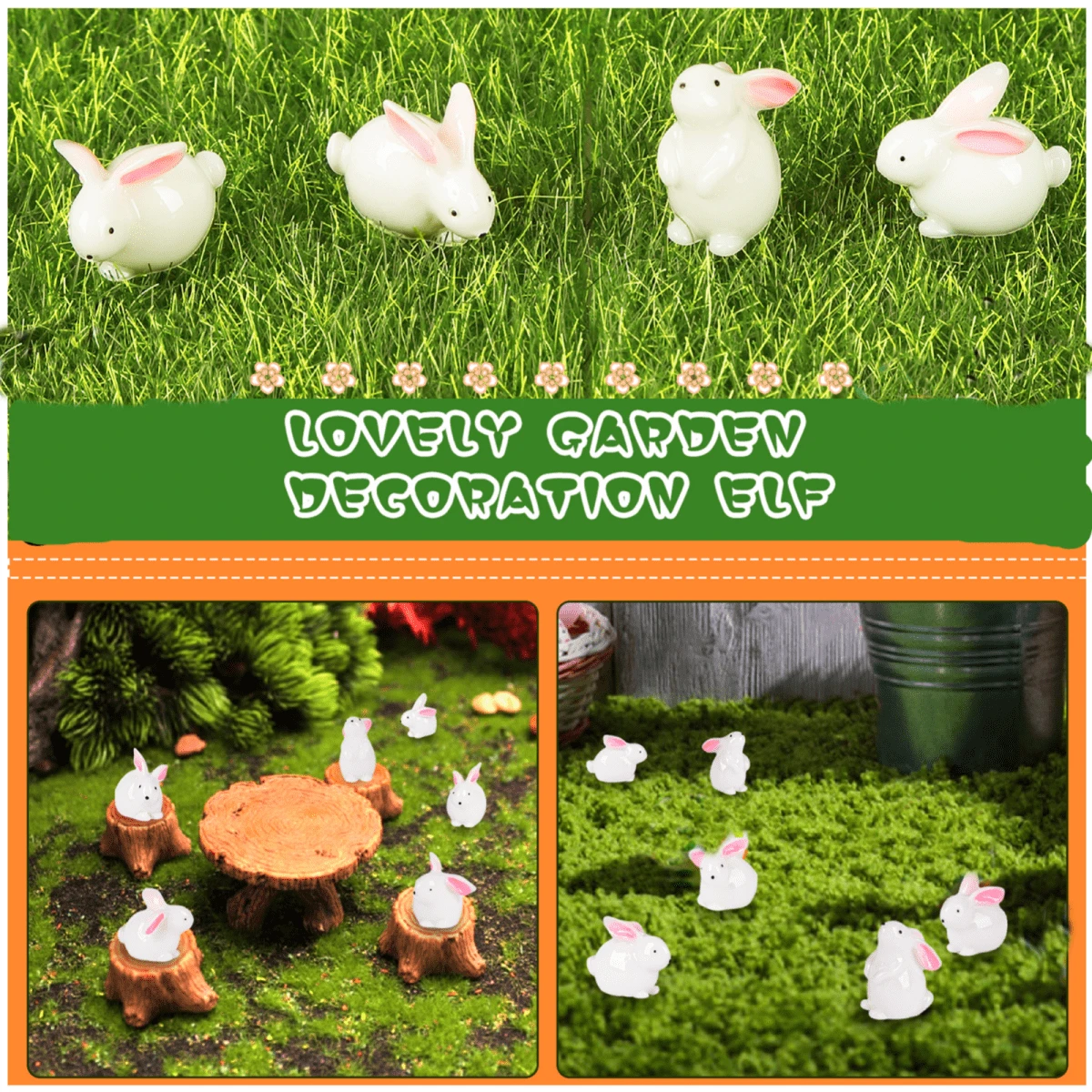 60pcs Miniature Bunny Figurines, Mini Resin Bunny Animals Figurines ...
