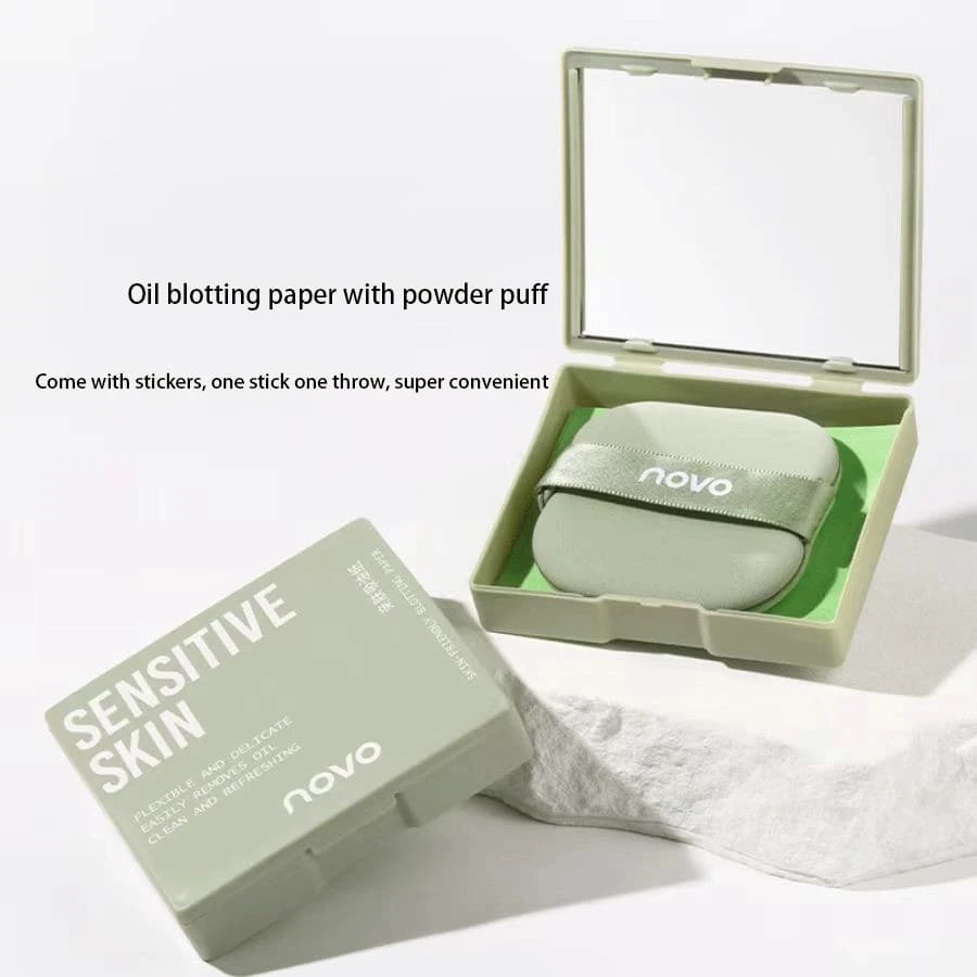 100 Sheets Of Blotting Paper With Powder Puff, 3-In-1 Mirror, Portable ...