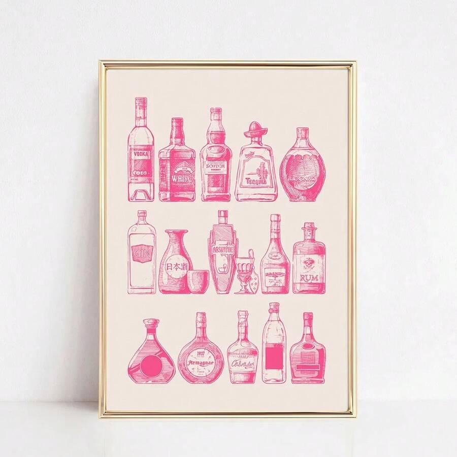 1 Piece Of Funky Girly Pink Cocktail Cheer Art Print Retro Poster ...