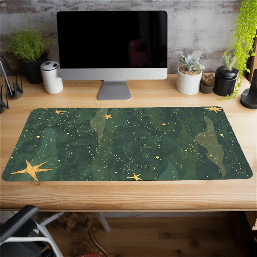 Star Mouse Pad Green Mousepad Extended Desk Mat Non-Slip Rubber Base ...