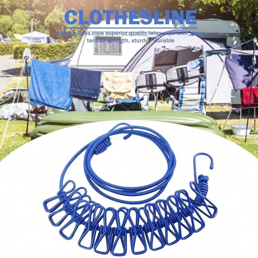 Portable Travel Clothesline With 12 Clothespins - Windproof Retractable ...