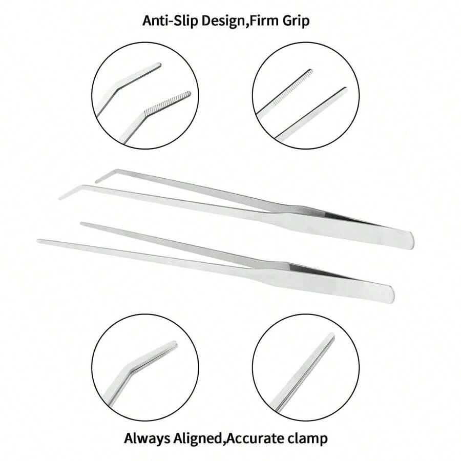 2PCS Long Aquarium Tweezers - 10.6" Straight And Curved Tweezers ...