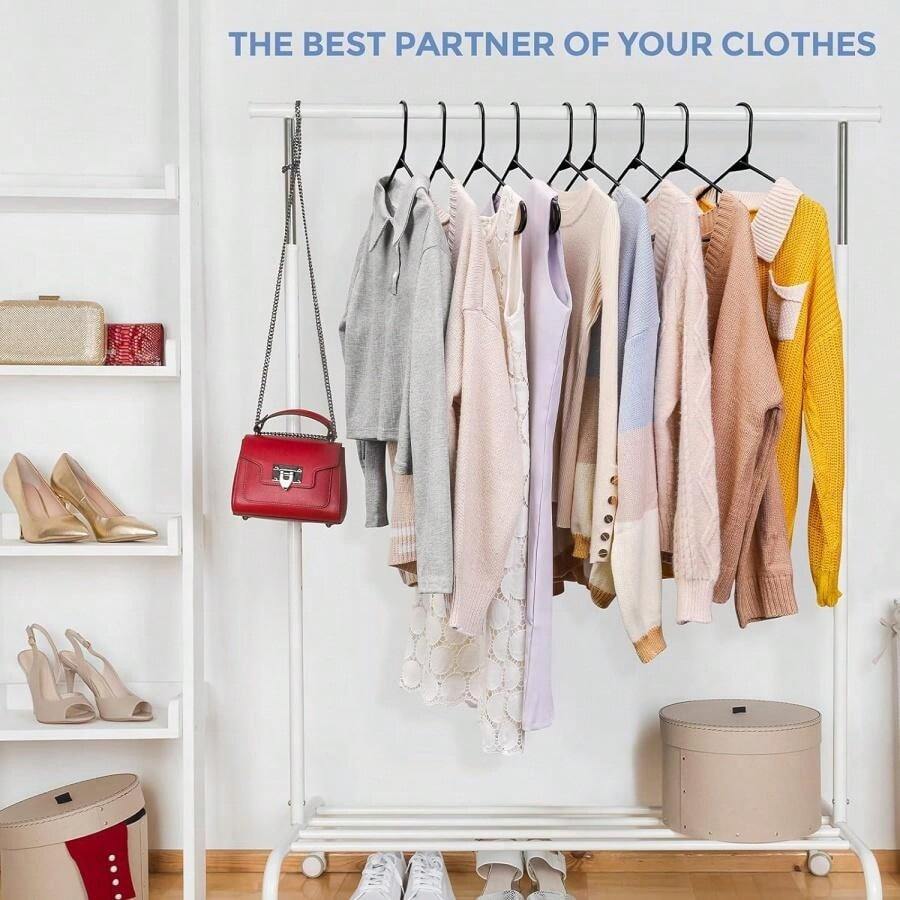 Juego de 50 perchas de plástico para ropa - Perchas de plástico negras ...