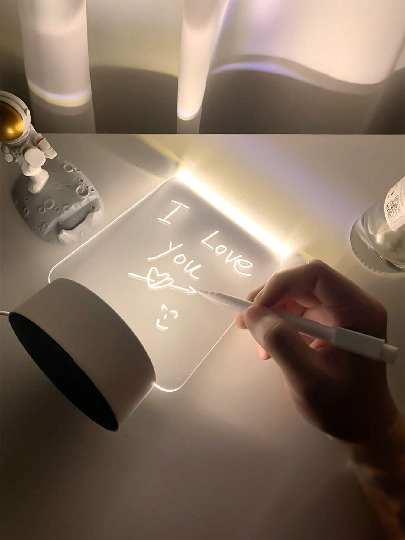 1 LED Message Board Warm Colored Night Light, Erasable Message Board ...