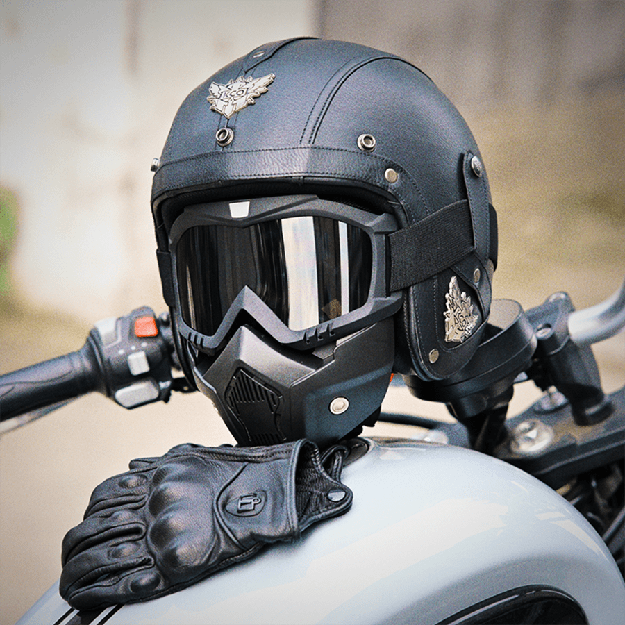 1pc KCO Retro Motorcycle Helmet 3/4 Open Face Integrated Off-Road ...