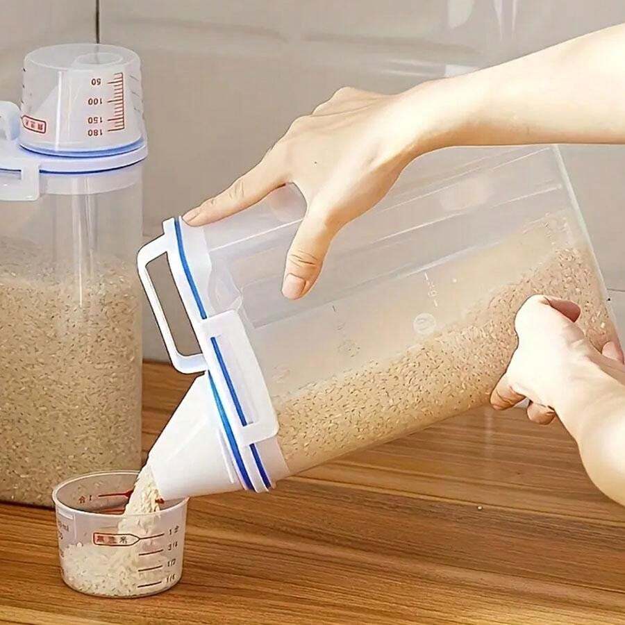 One 2L Plastic Rice Storage Container, Grain Container, Sealed Canister ...