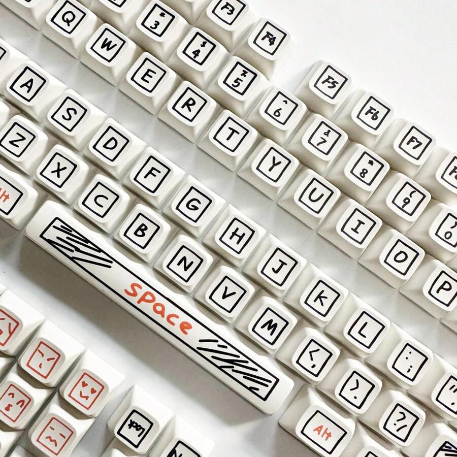 125 Keys PBT Keycaps,Cute Graffiti Dye Sublimation Cherry Profile ...