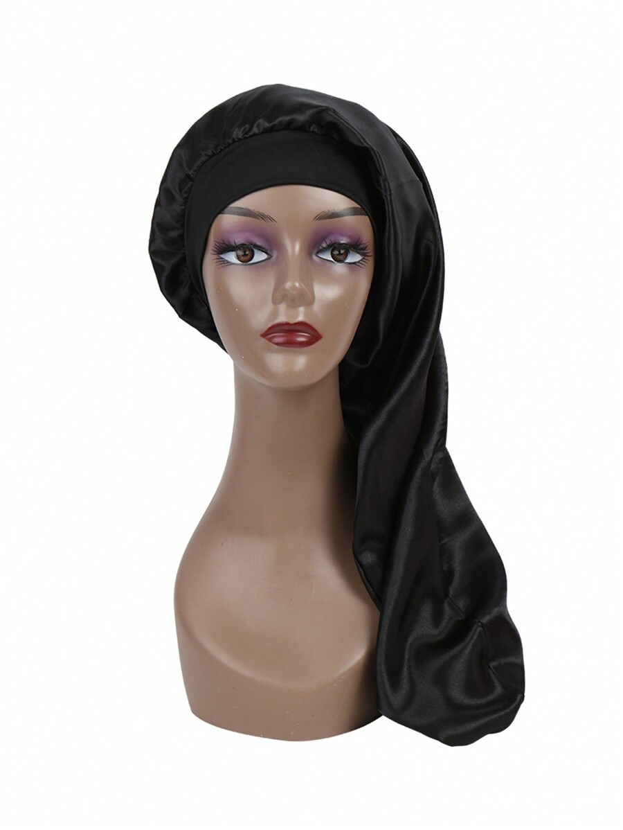 1pc Long Satin Silk Curly Hair Sleep Cap Braid And Ponytail Cap, Soft ...