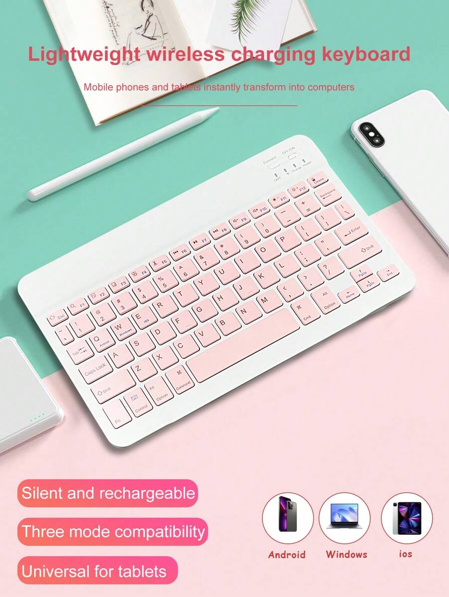 Teclado Bluetooth inalámbrico mini con teclas cuadradas de 10 pulgadas ...