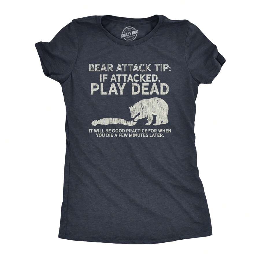 Womens Bear Attack Tip T Shirt Funny Camping Hiking Outdoor Adventure ...
