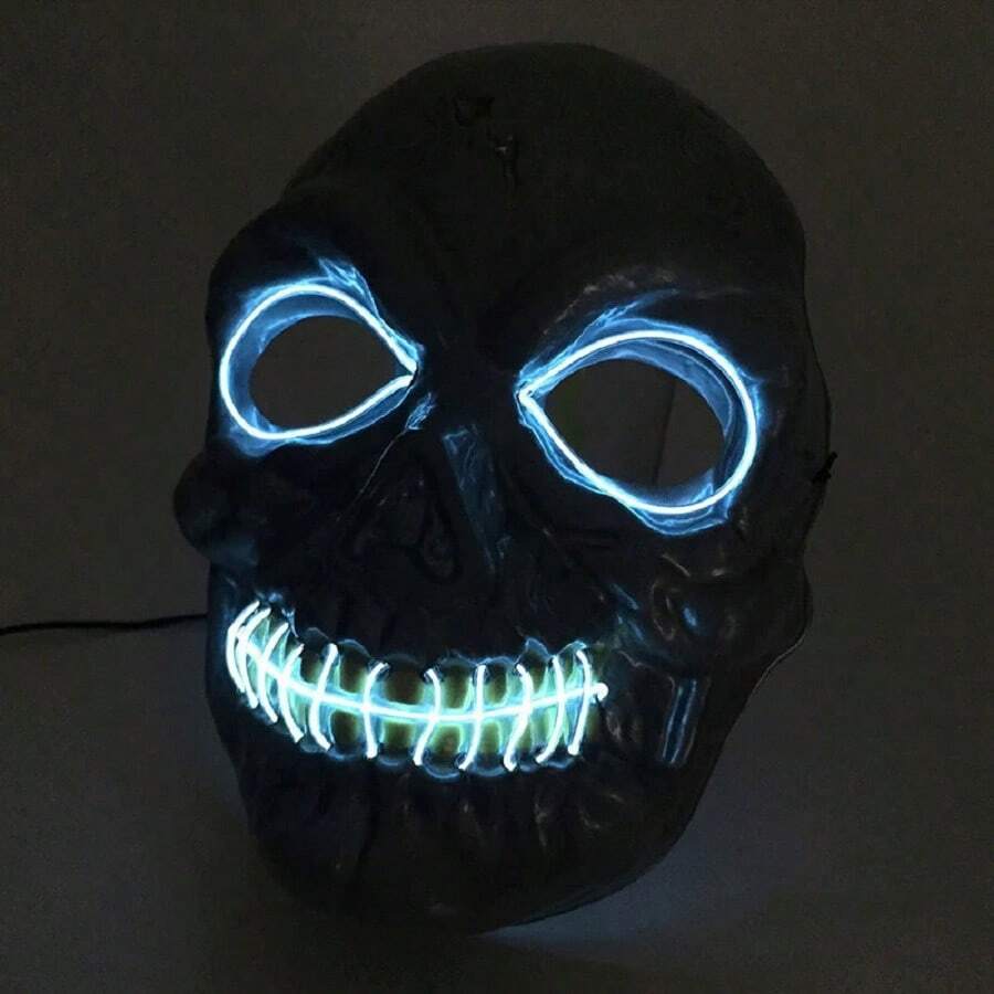 Creepy Glowing LED Ghost Mask With Stiff Round Eyes, Flashlight Effect ...