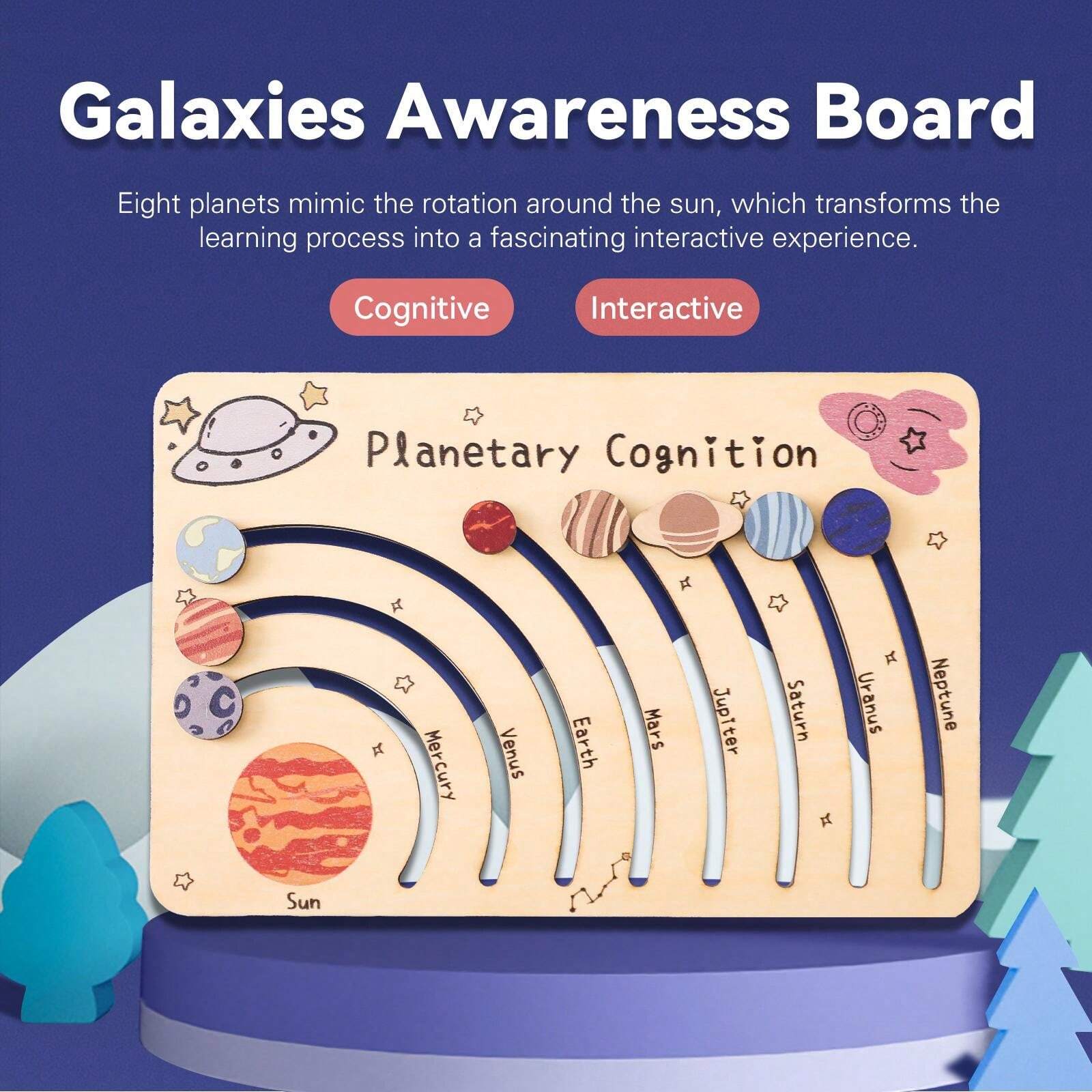 Kids' Wooden Solar System Recognition Board - 8 Planets Recognition ...