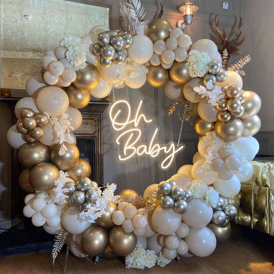 160pcs Sand White, Gold, Silver Balloon Garlands Arch, Beige, White ... 160pcs Sand White, Gold, Silver Balloon Garlands Arch, Beige, White ...
