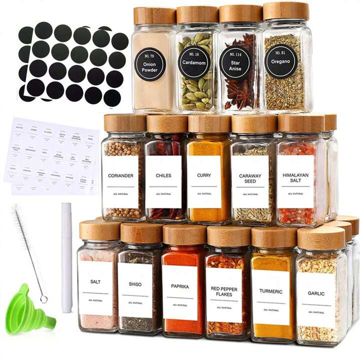 Ensemble de bocaux a epices de cuisine 12 pieces de recipients d assaisonnement en verre avec couvercles bocaux a cumin et epices de 120 ml bouteille en verre Mode en ligne SHEIN FRANCE