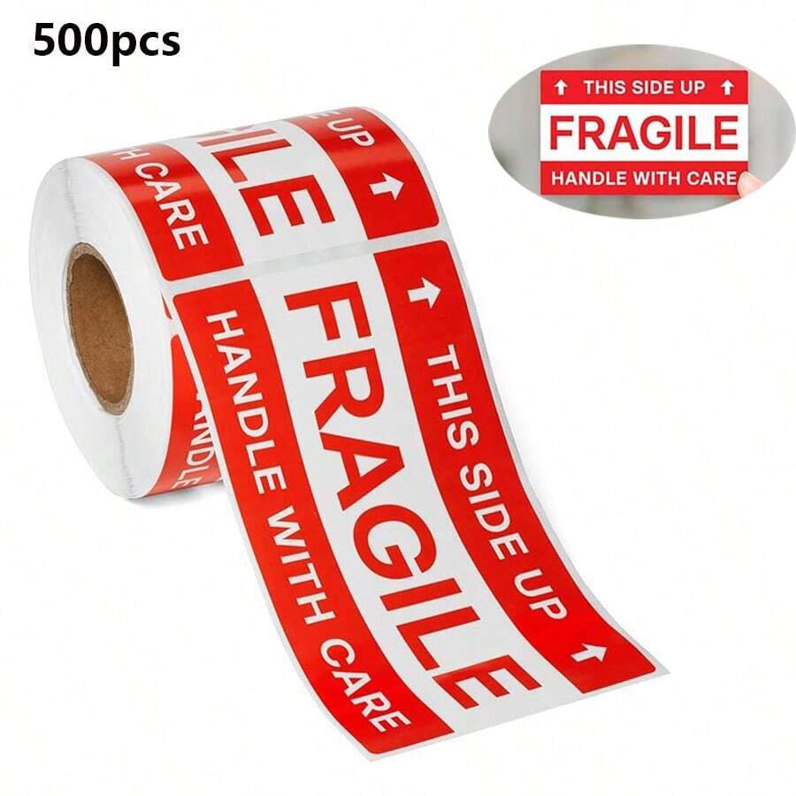500pcs/Roll 2x3 Inch Fragile Stickers Handle With Care Warning ...