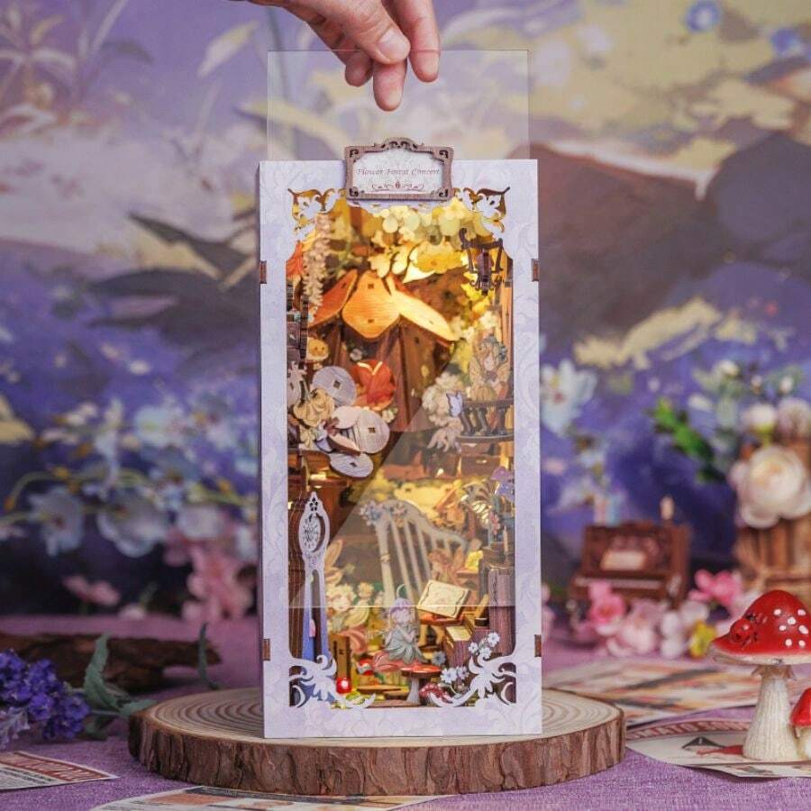 DIY Book Nook Miniature Kit Booknook Bookshelf Insert With LED Light ...