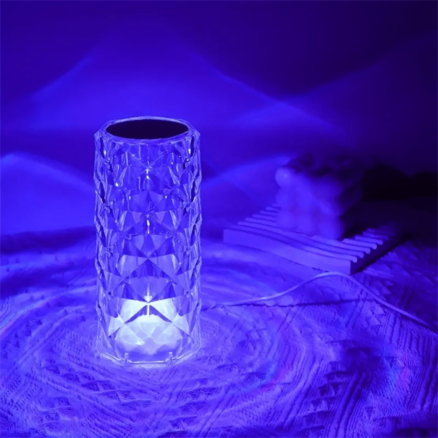 Crystal Lamp 16-Color RGB Night Light Touch USB Romantic LED Rose ...