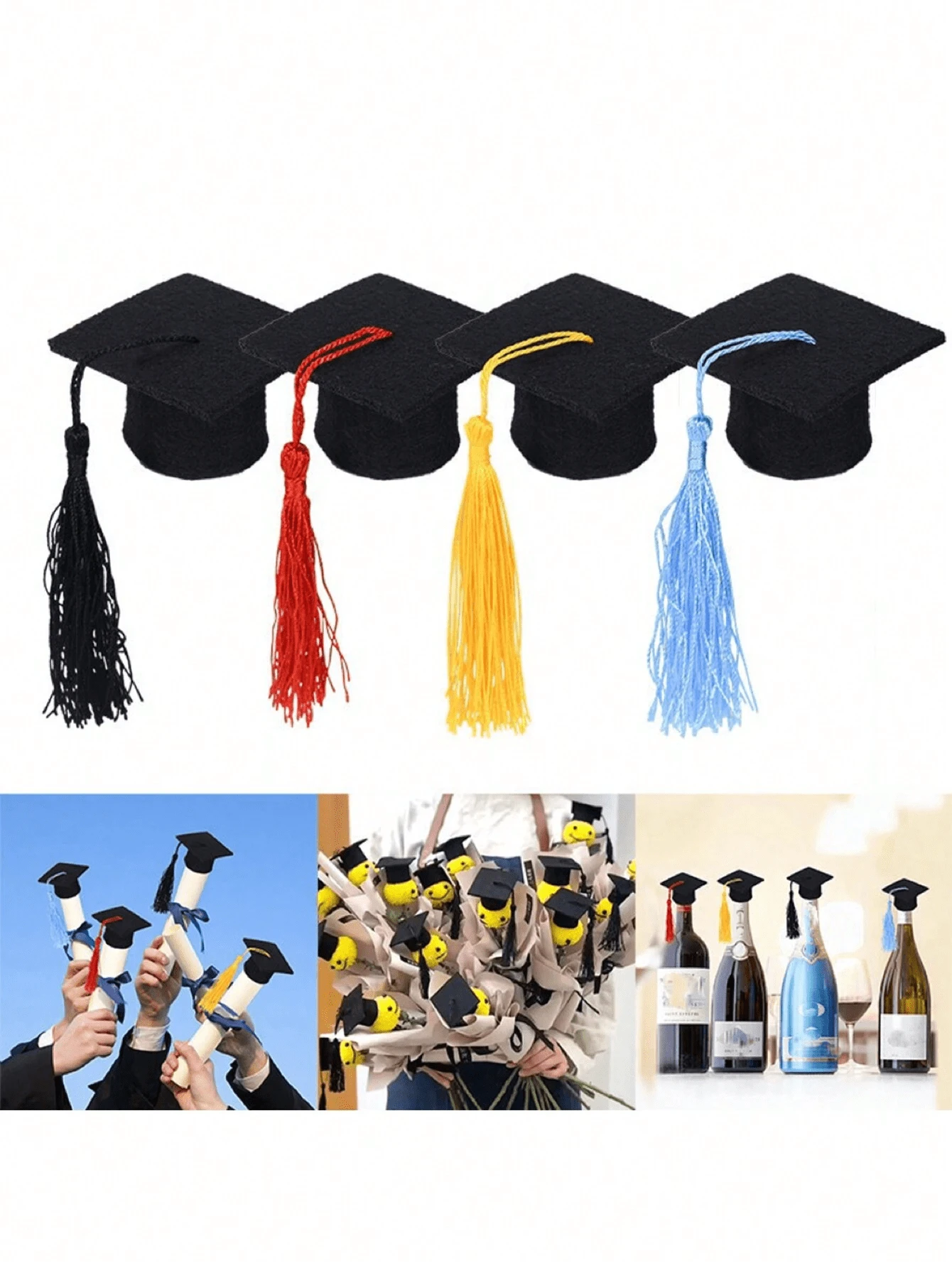 10pcs Mini Graduation Cap And Champagne Bottle Decorations, Perfect For ...