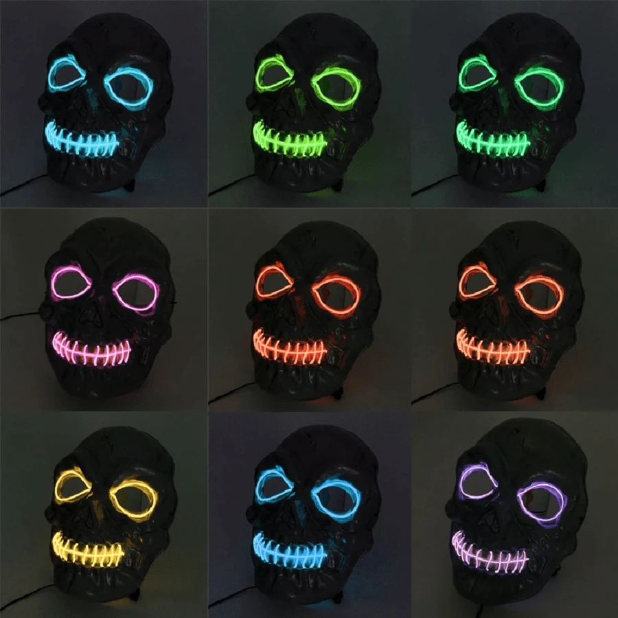 Creepy Glowing LED Ghost Mask With Stiff Round Eyes, Flashlight Effect ...