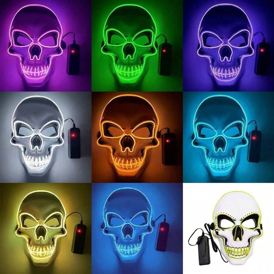 LED Luminous Mask Fluorescent Performance Ghost Face Mask COS Bar ...