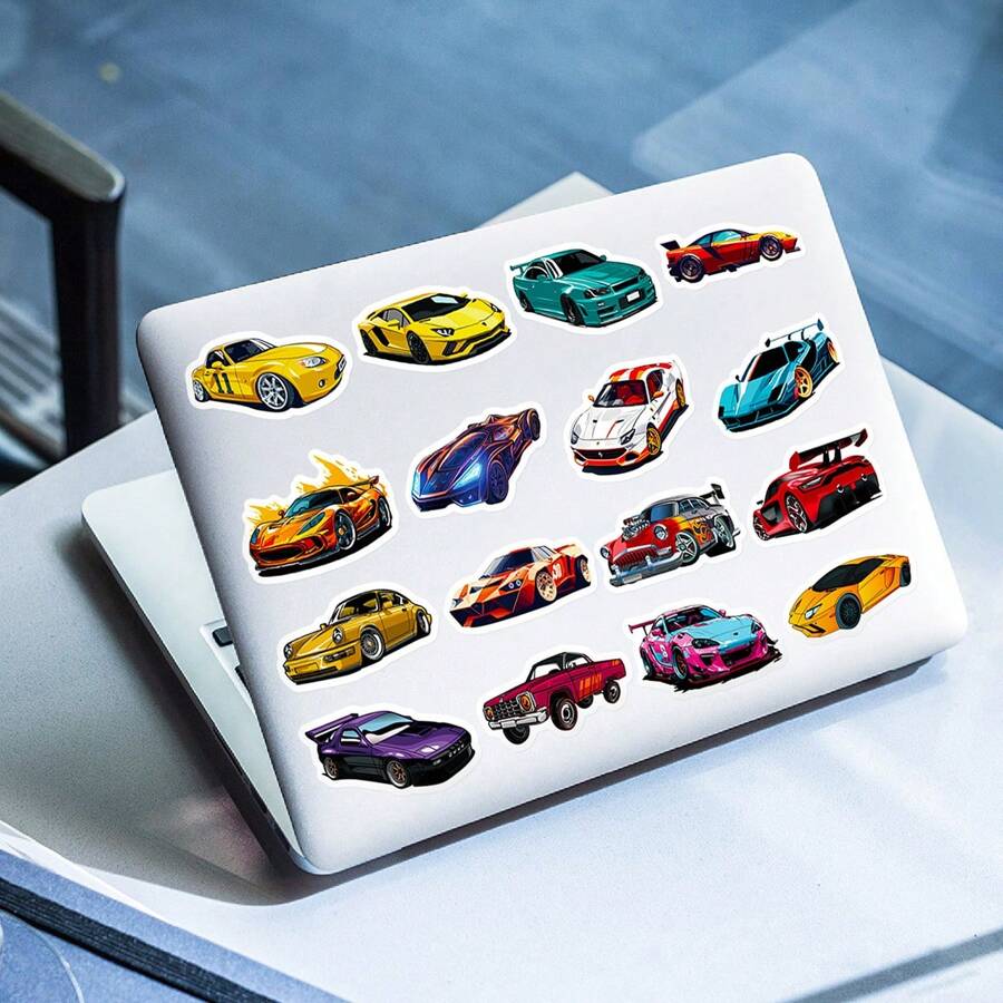 50pcs Cool Cartoon Race Car Stickers For Personalized DIY Supercar ...