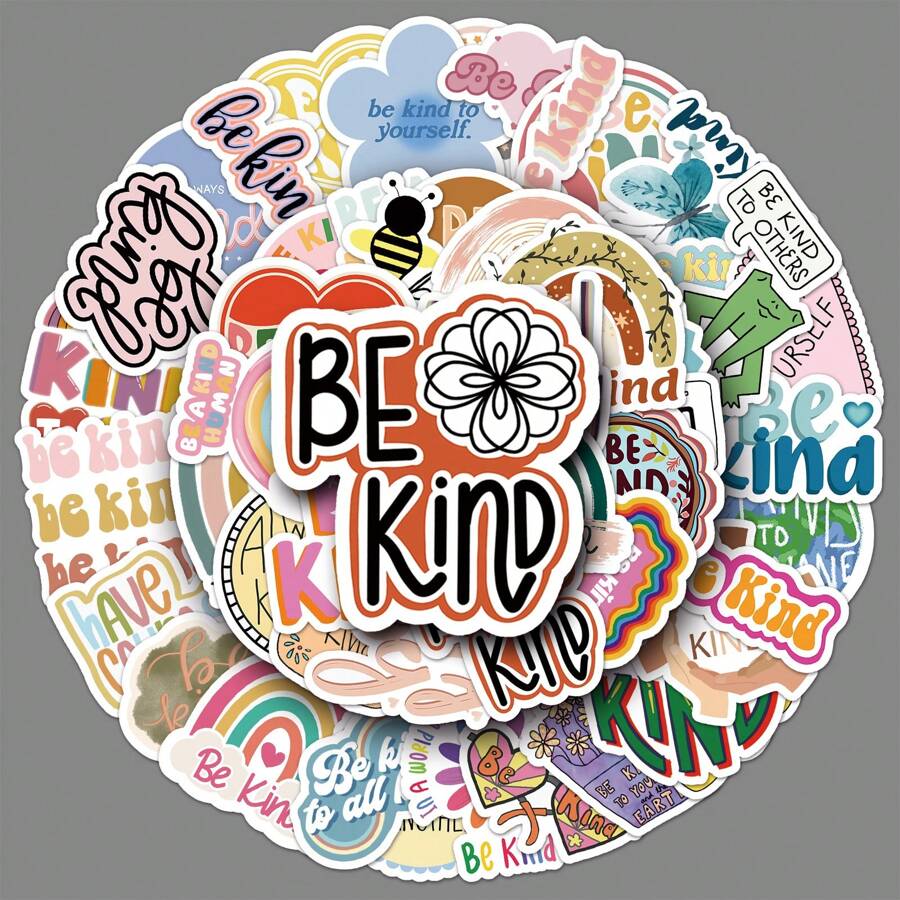 50pcs Be Kind Friendly Mentality Cartoon Sticker Decals Graffiti Vinyl ...