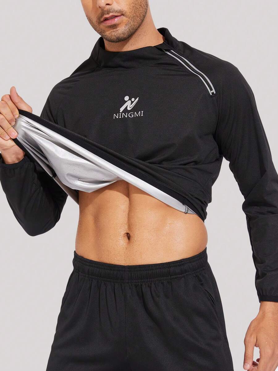 Sauna Suit Workout Long Sleeve Sweat Suit For Men Zipper Sauna Jacket ...