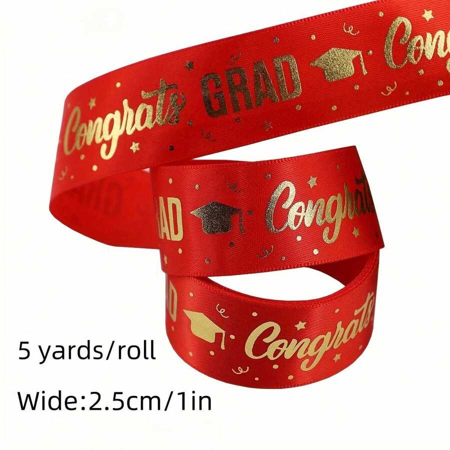1 Roll 5m Graduation Season Ribbon, With Printed Graduation Lettering ...