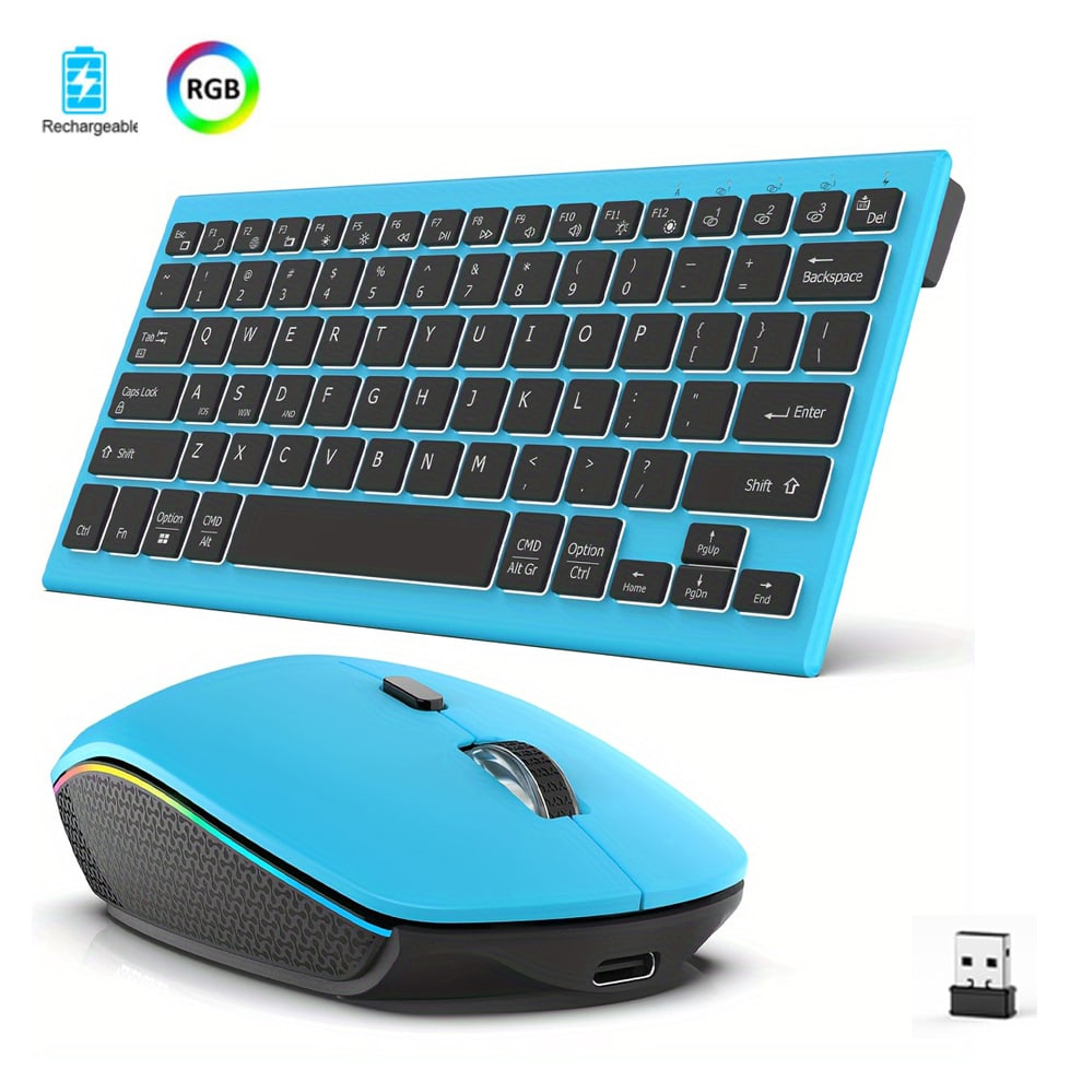 Colors Backlit 2.4G Wireless Keyboard And Mouse Combo Rechargeable ...