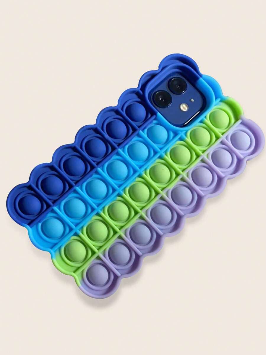 1pc Blue-Purple Silicone Biscuit Shaped Bubble Pop Phone Case ...