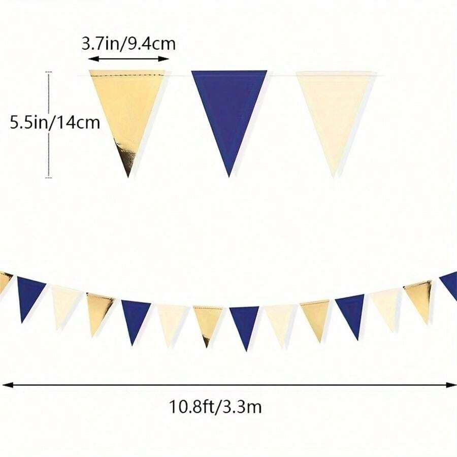 Navy Blue, Gold And Beige Party Decoration Bunting Banner With Teal And ...