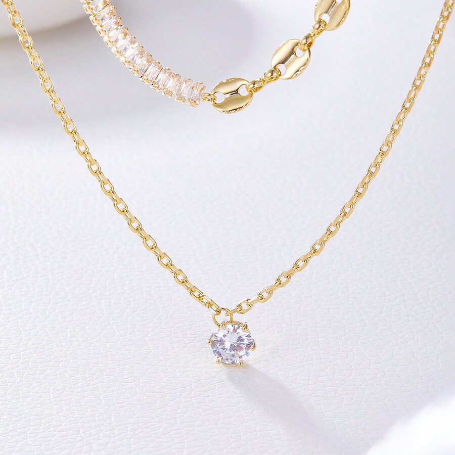 European And American Style Two-In-One Rhinestone Chain Necklace, Can ...