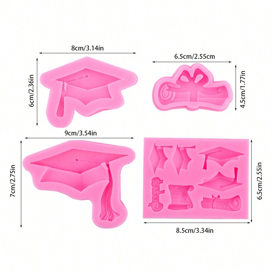 4pcs Graduation Hat Certificate Silicone Mold For Candle Making ...