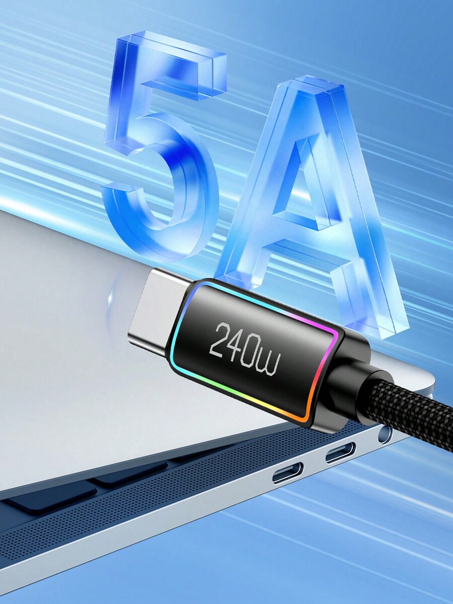 Rocoren USB-C-Kabel mit LED-Licht, 240 W PD 3.1 5A QC 4.0 Schnellladung USB-C auf USB-C-Kabel ...