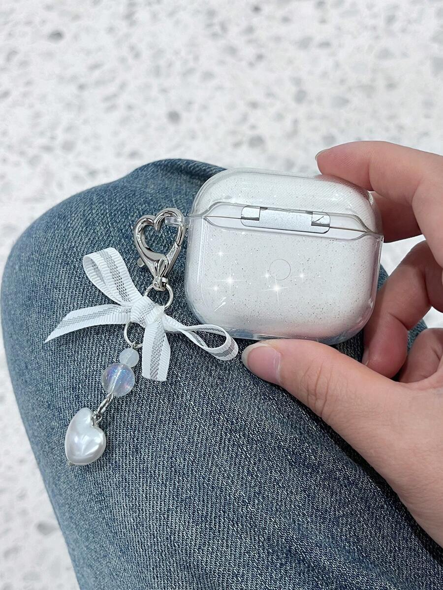 Heart-Shaped Airpods Pro Case With White Bowknot Decoration, Compatible With Apple Airpods 3rd ...