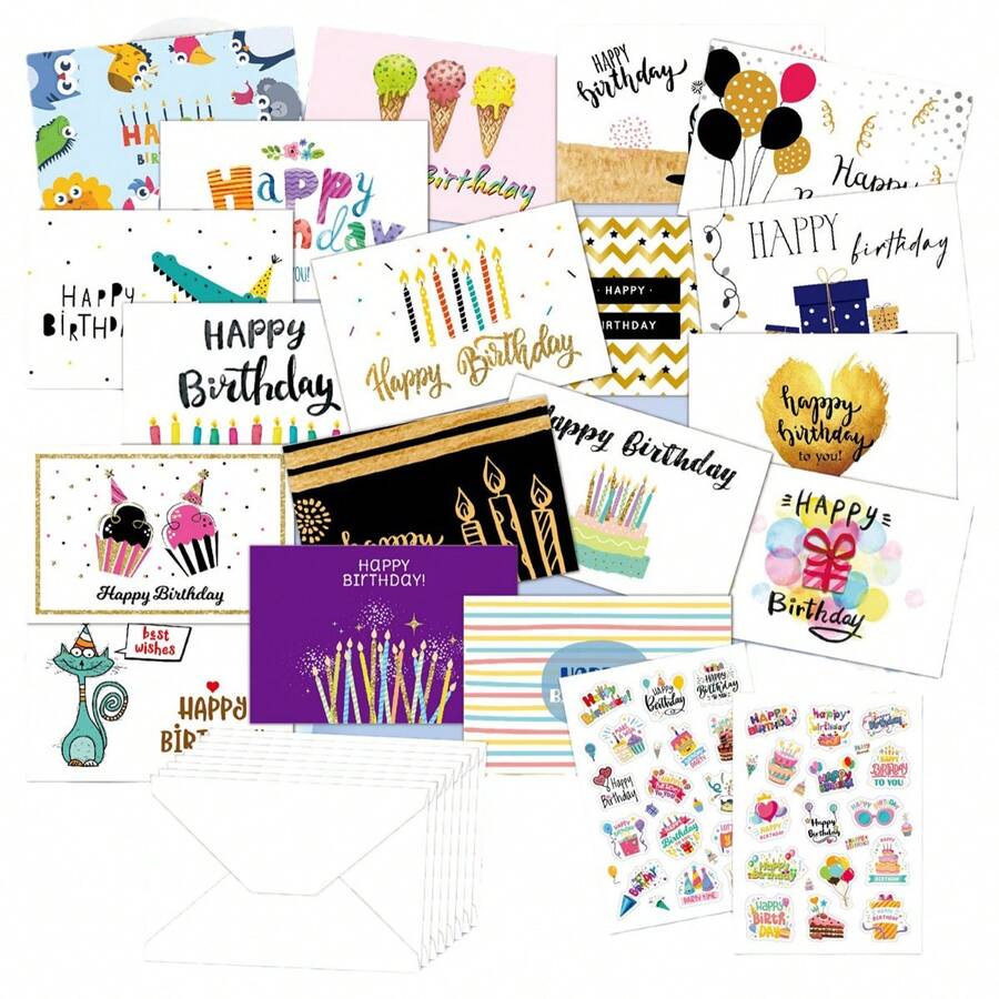 36pcs-18 Sets Happy Birthday Card Ins Children DIY Card Set With ...