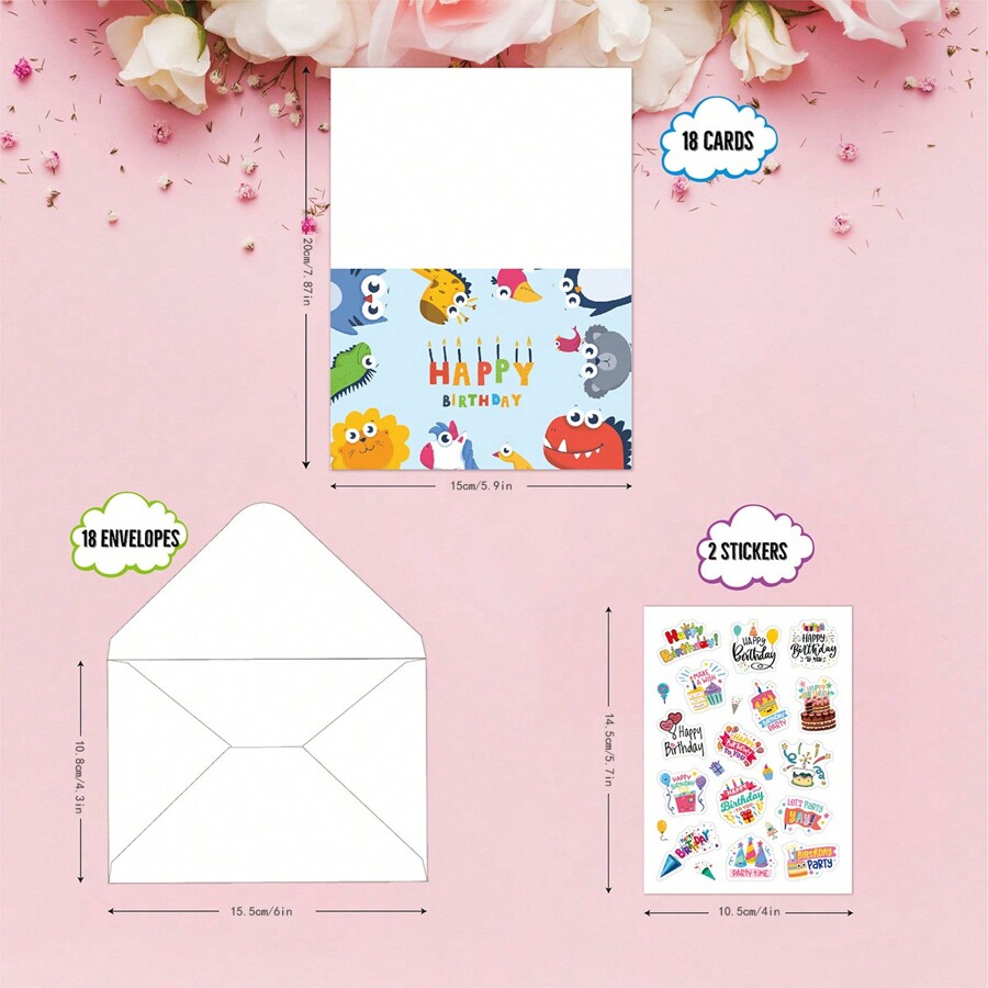 36pcs-18 Sets Happy Birthday Card Ins Children DIY Card Set With ...