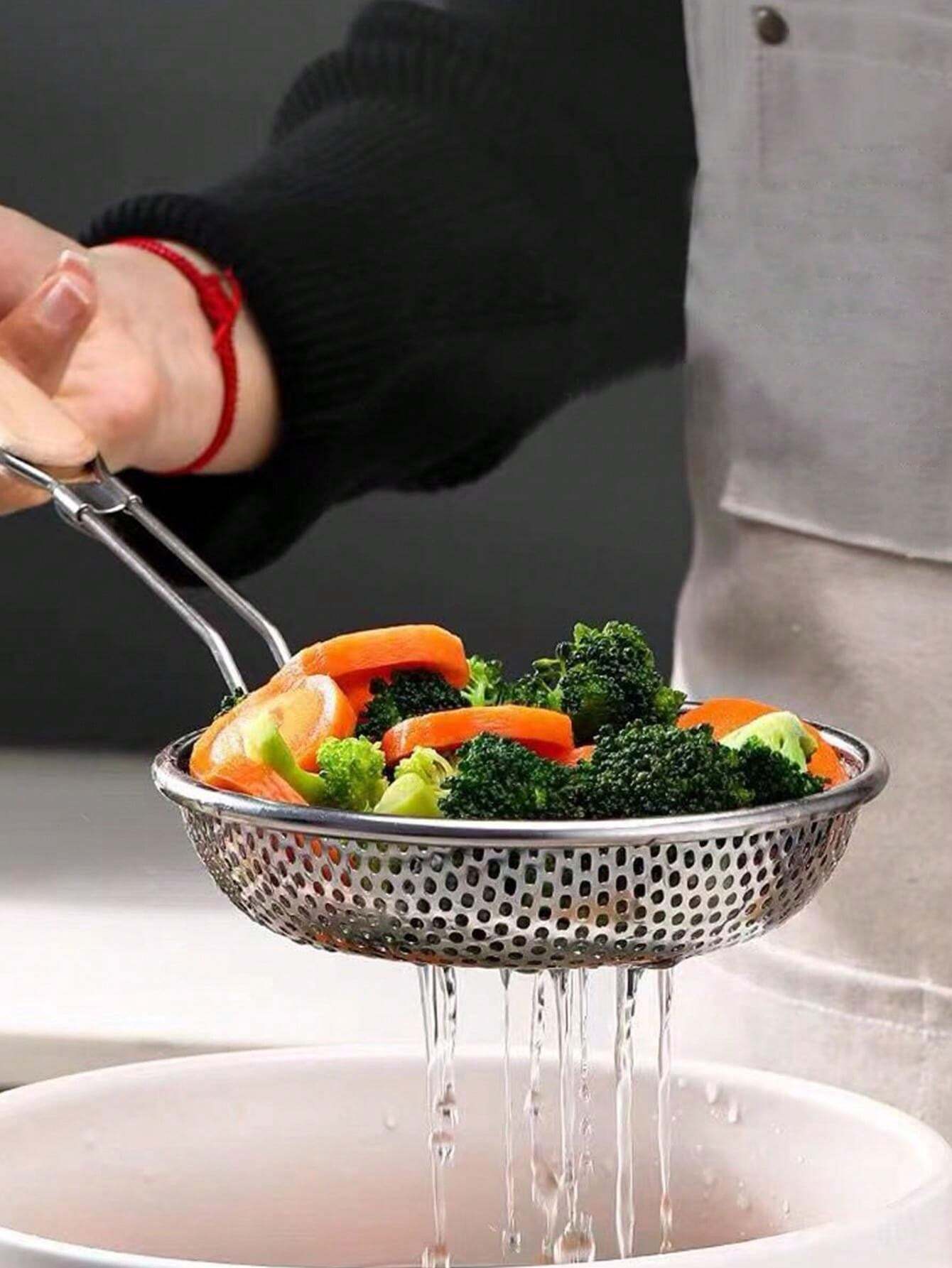 1PC Stainless Steel Wooden Handle Colander, Strainer Spoon, Scooper ...