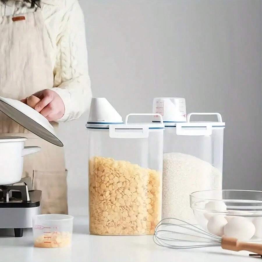 One 2L Plastic Rice Storage Container, Grain Container, Sealed Canister ...