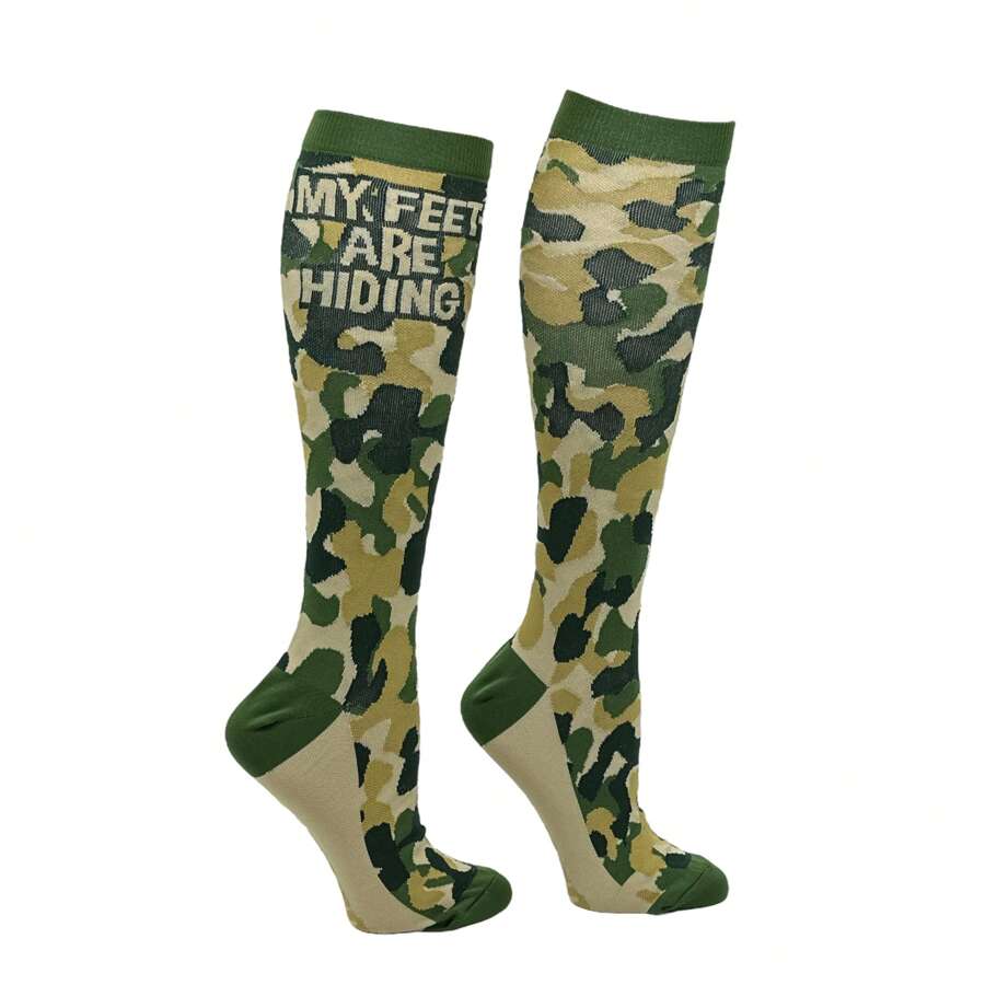 Unisex My Feet Are Hiding Funny Camo Compression Socks For Women And ...