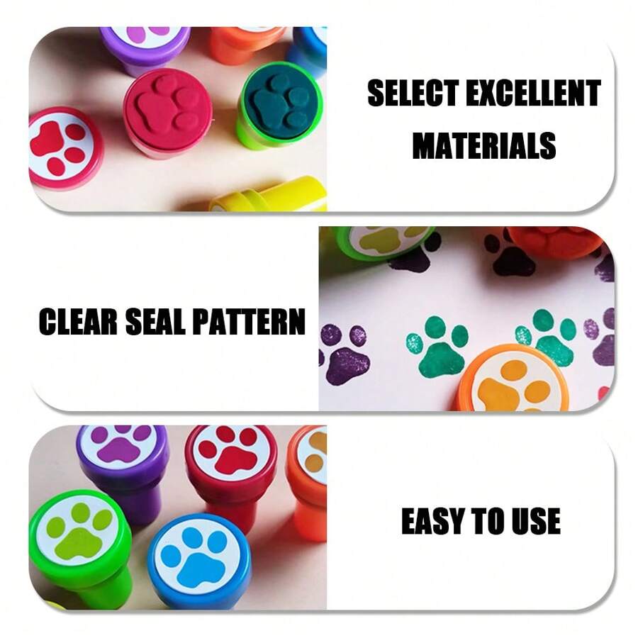 24 Pieces Dog Paw Print Stamp Self Inking Stamps Teacher Mini Stamps ...