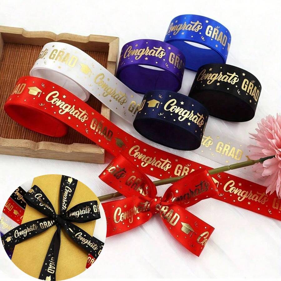 1 Roll 5m Graduation Season Ribbon, With Printed Graduation Lettering ...