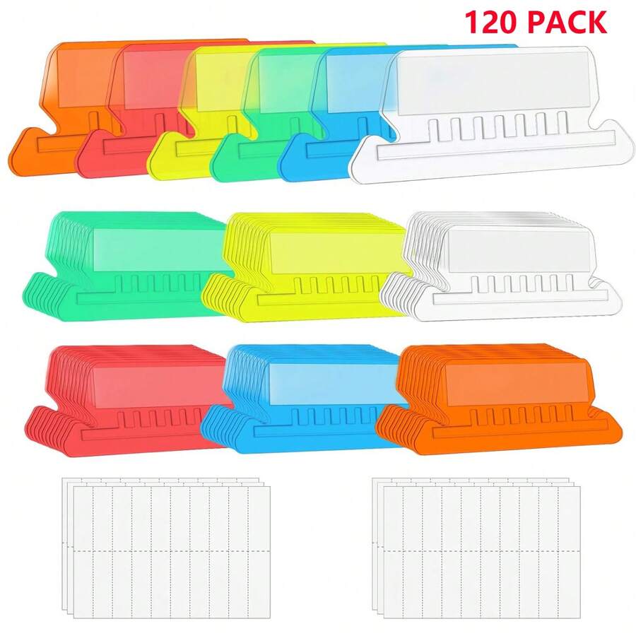 120pcs (60+60 Sets) File Folder Tabs, Multicolor Hanging File Folder ... 120pcs (60+60 Sets) File Folder Tabs, Multicolor Hanging File Folder ...