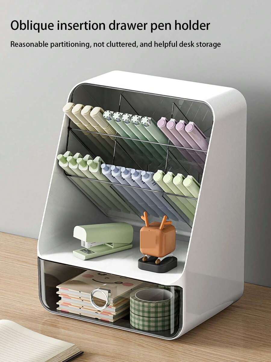 1pc Slanted Drawer Desk Organizer For Stationery And Cosmetics Storage ...