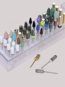 48holes Nail Drill Bits Storage Box Empty Clear Box Nail Drill Display ...