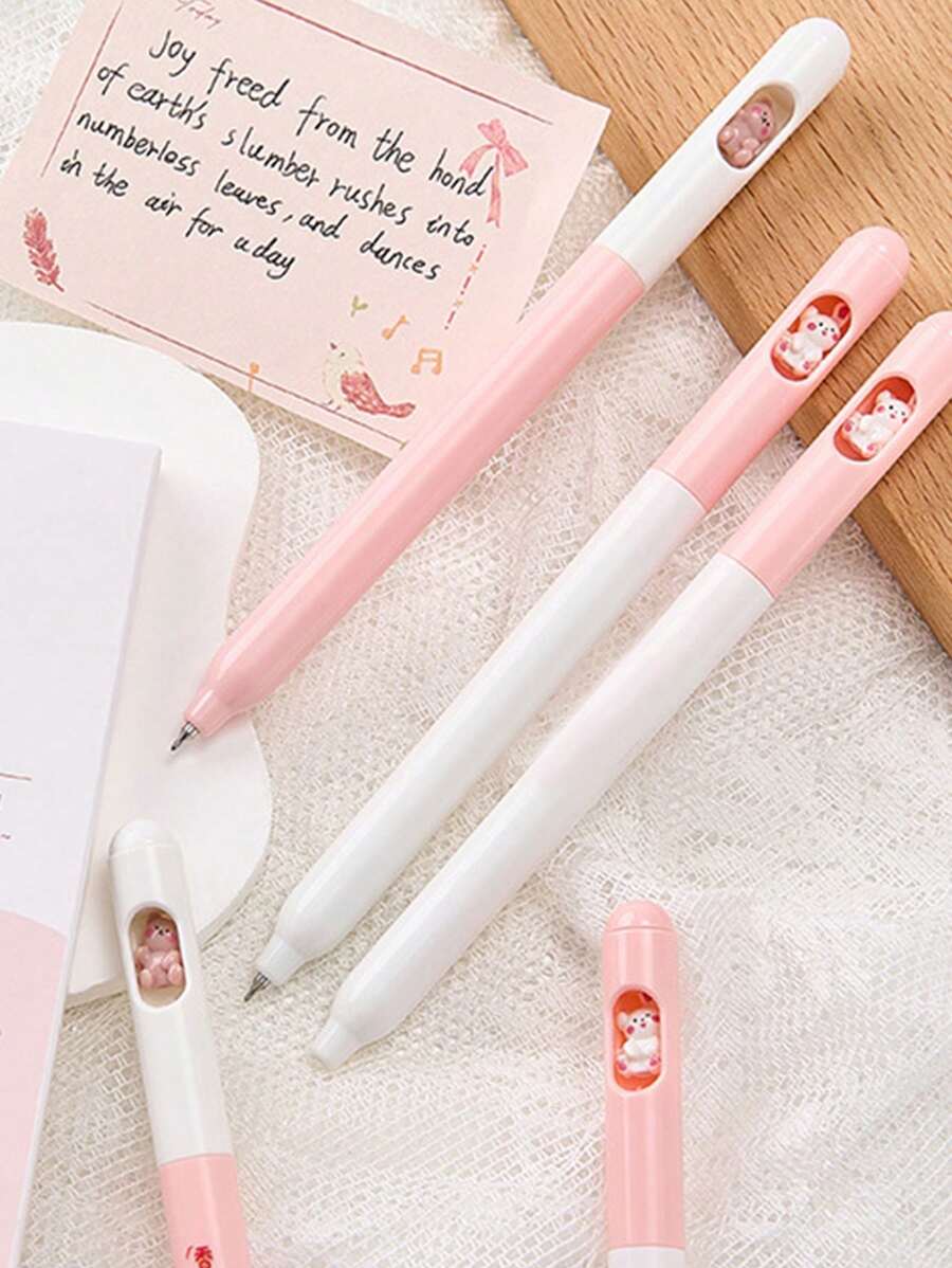 Pink Cute Cartoon Rotating Neutral Pen With Cartoon Character, Girl ...