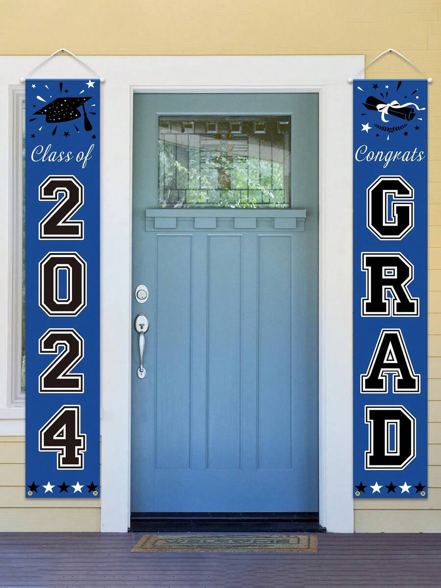 1pc-2024 Batch Of Grand Pavilion Blue Graduation Decorations ...