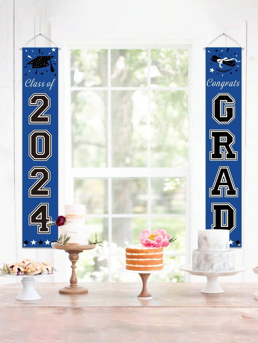 1pc-2024 Batch Of Grand Pavilion Blue Graduation Decorations ...