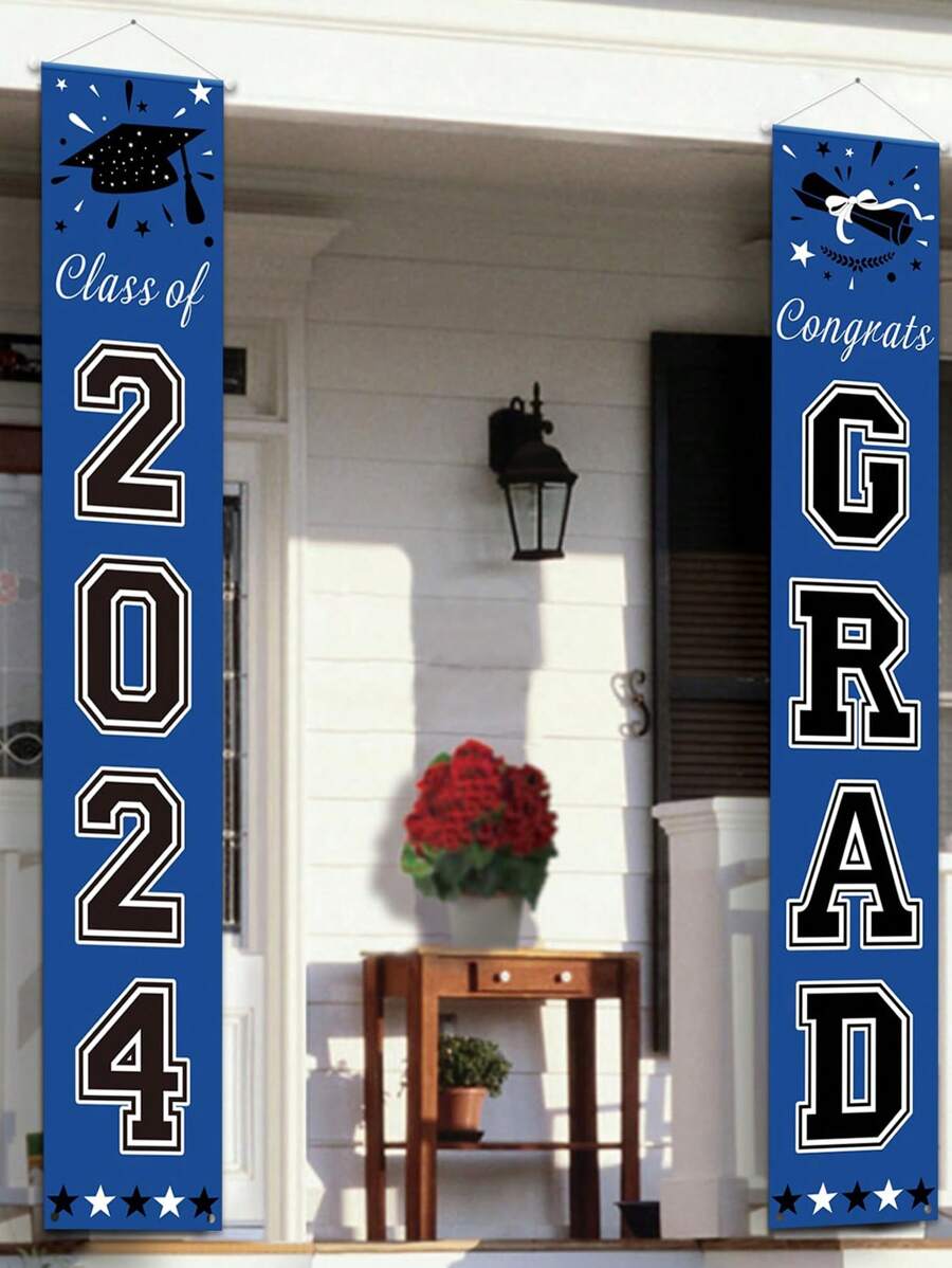 1pc-2024 Batch Of Grand Pavilion Blue Graduation Decorations ...